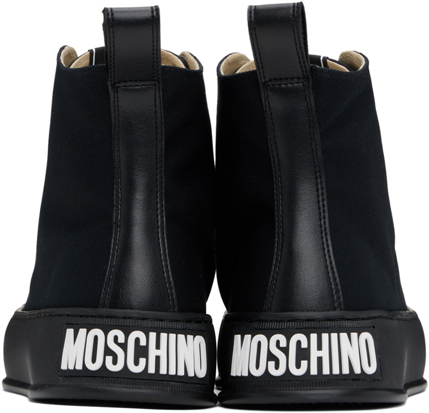 Moschino Black Bumps & Stripes High-Top Sneakers Moschino