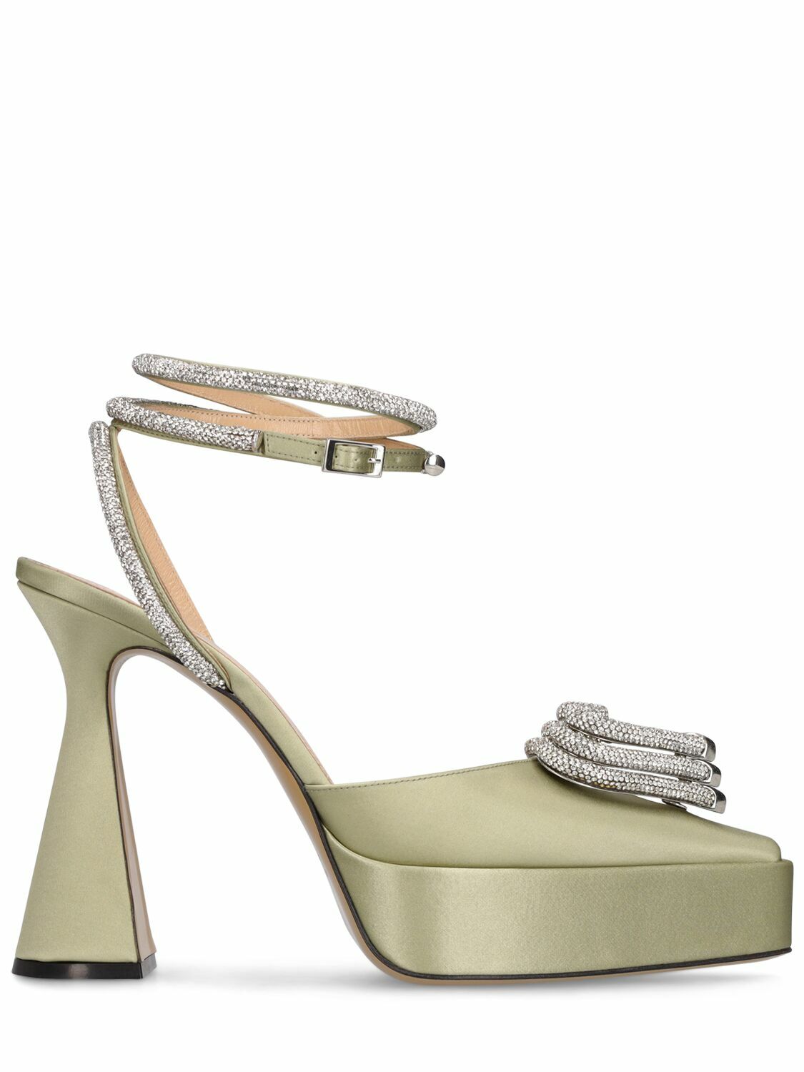 MACH & MACH - 140mm Triple Heart Satin Platforms MACH & MACH