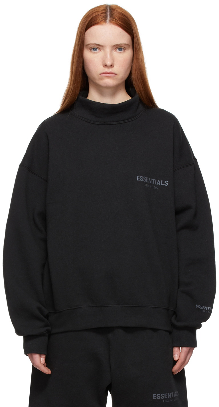Fear of God ESSENTIALS Black Pullover Mockneck Sweatshirt Fear Of God Essentials