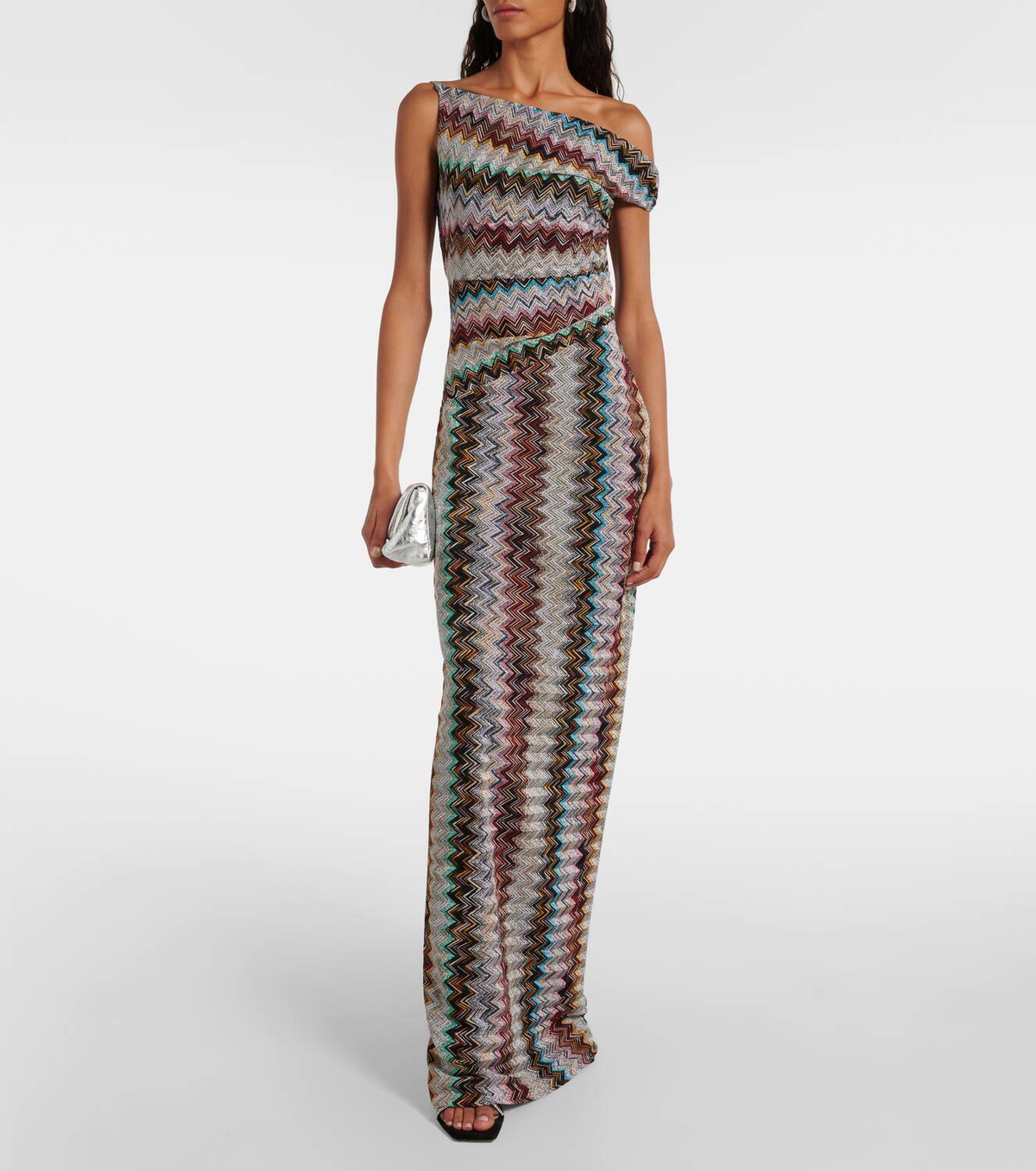 Missoni Zigzag draped lamé maxi dress Missoni