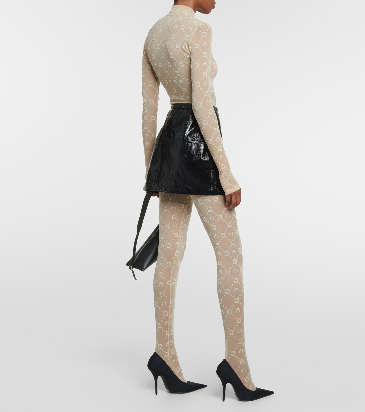Marine Serre Moonogram flocked mesh tights Marine Serre