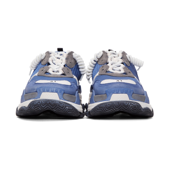 Balenciaga Blue and Grey Triple S Sneakers Balenciaga