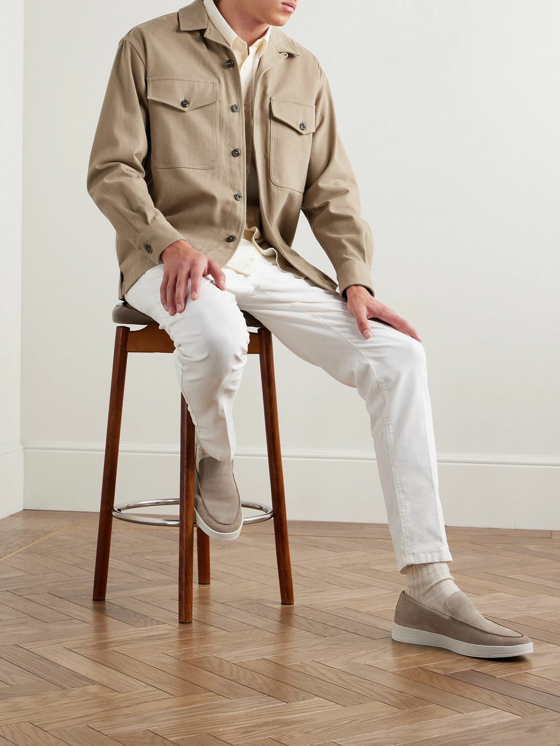 Altea - Chuck Convertible-Collar Brushed Cotton-Drill Jacket - Brown Altea