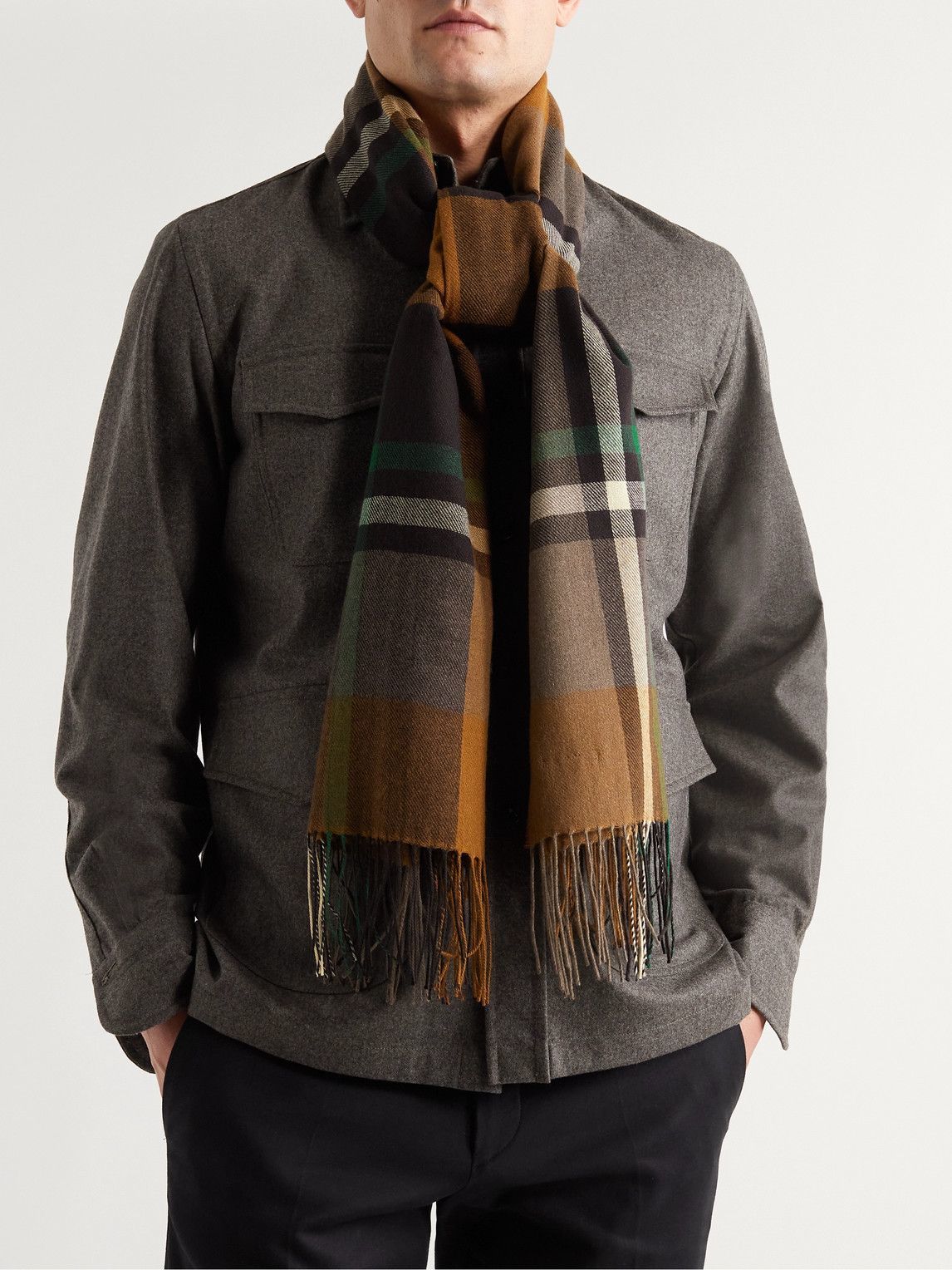 Rubinacci - Fringed Checked Brushed Cashmere Scarf Rubinacci