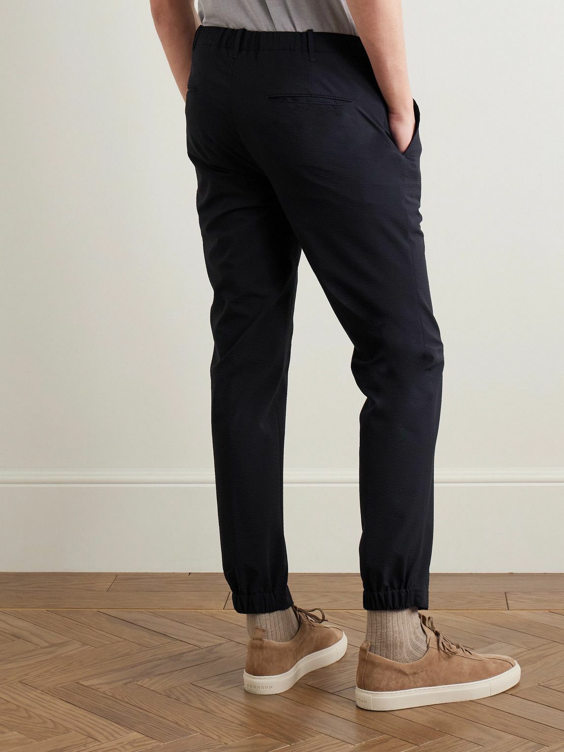Incotex - Teknosartorial Slim-Fit Stretch-Seersucker Trousers - Blue Incotex