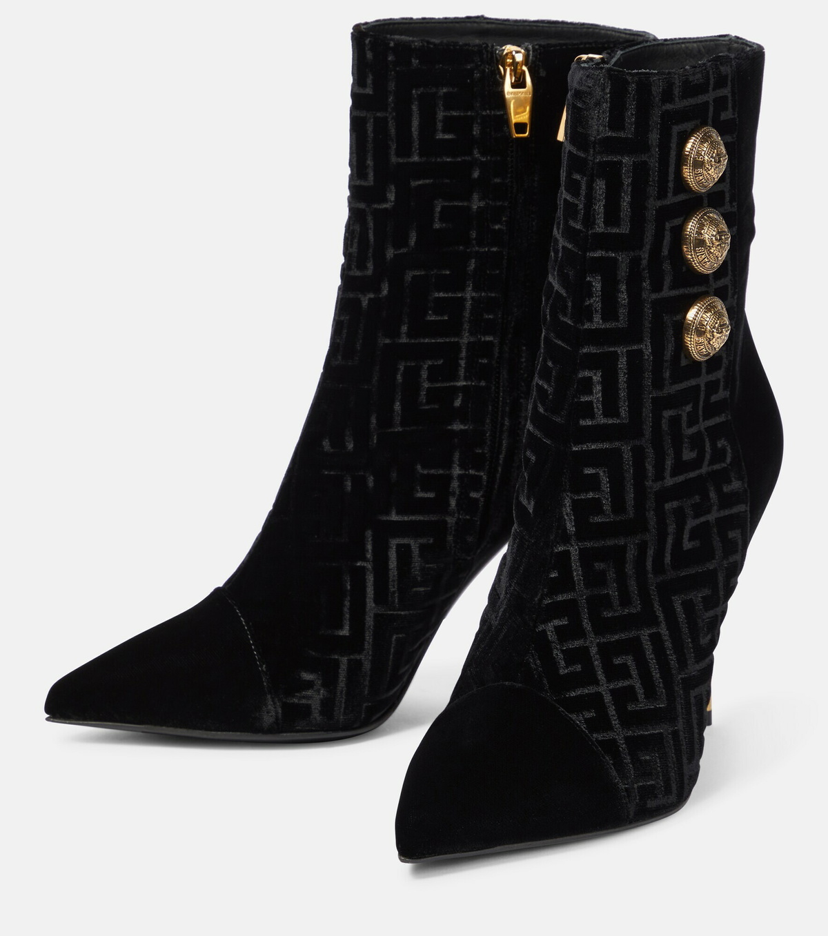 Balmain - Roni embossed velvet ankle boots Balmain