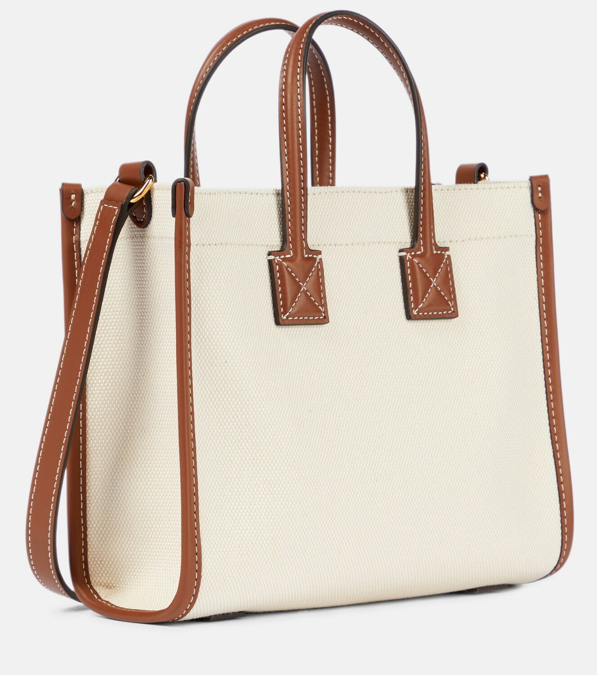 Burberry Pocket leather-trimmed canvas tote Burberry