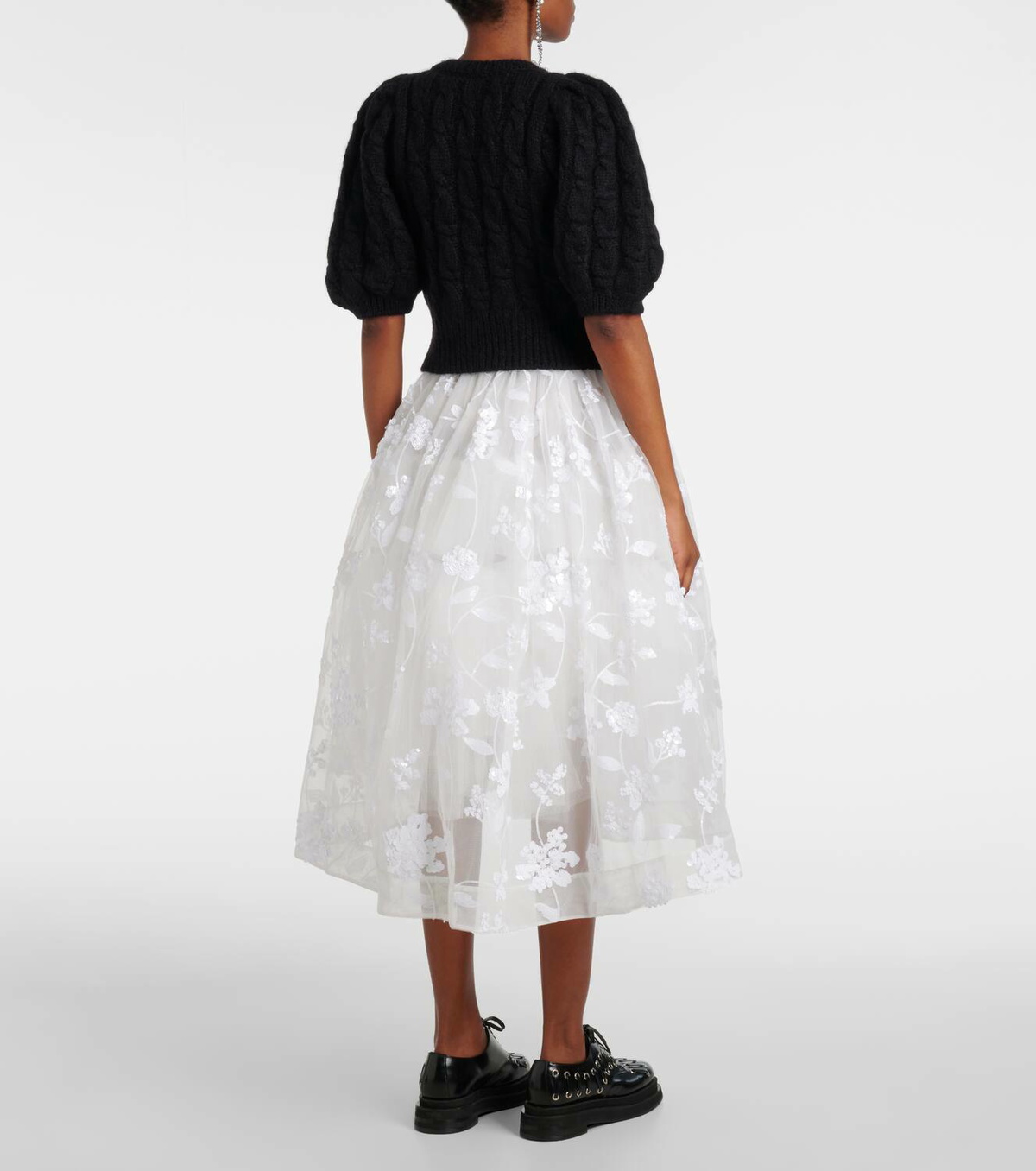 Simone Rocha Embroidered cropped wool-blend cardigan Simone Rocha