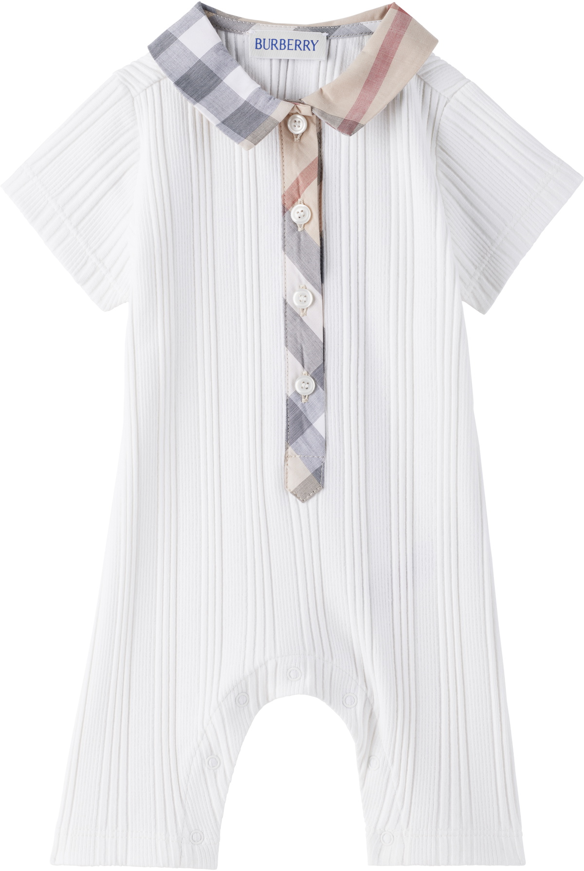 Burberry Baby White Stretch Cotton Playsuit Burberry