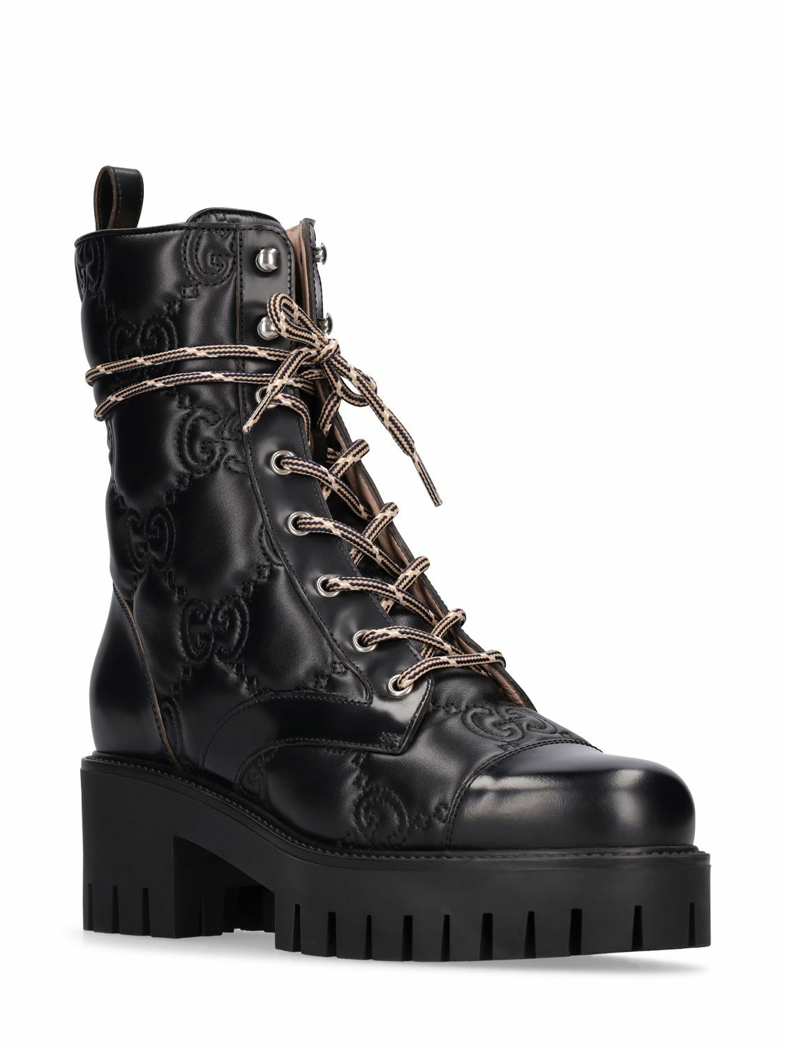 GUCCI - 50mm Gucci Quilted Leather Combat Boots Gucci