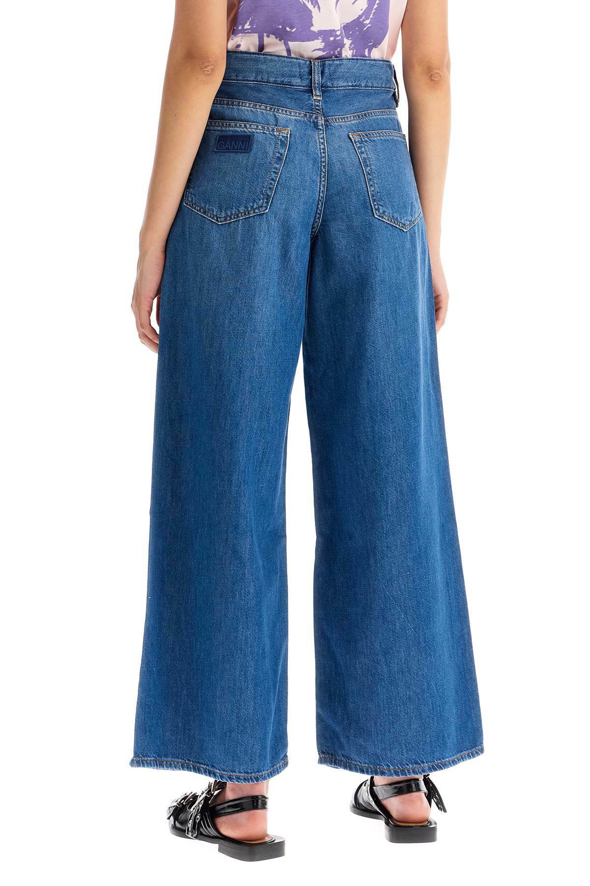 GANNI lightweight denim wide leg jeans Blue GANNI