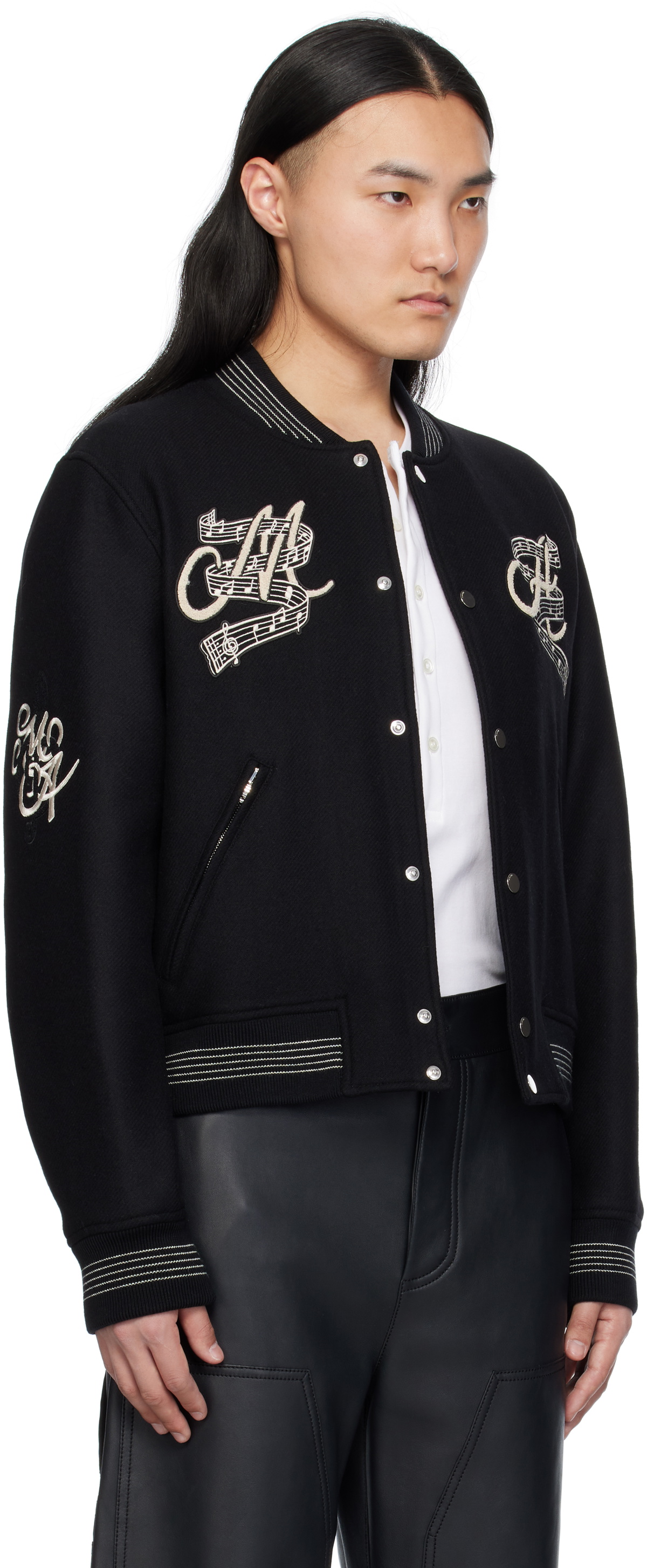AMIRI Black 'Hollywood Music Club' Bomber Jacket Amiri