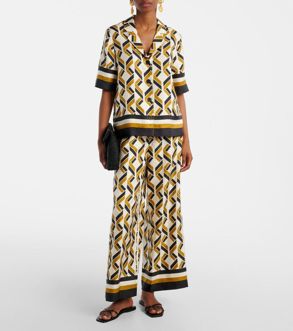 Eres Tube patterned silk twill wide-leg pants ERES