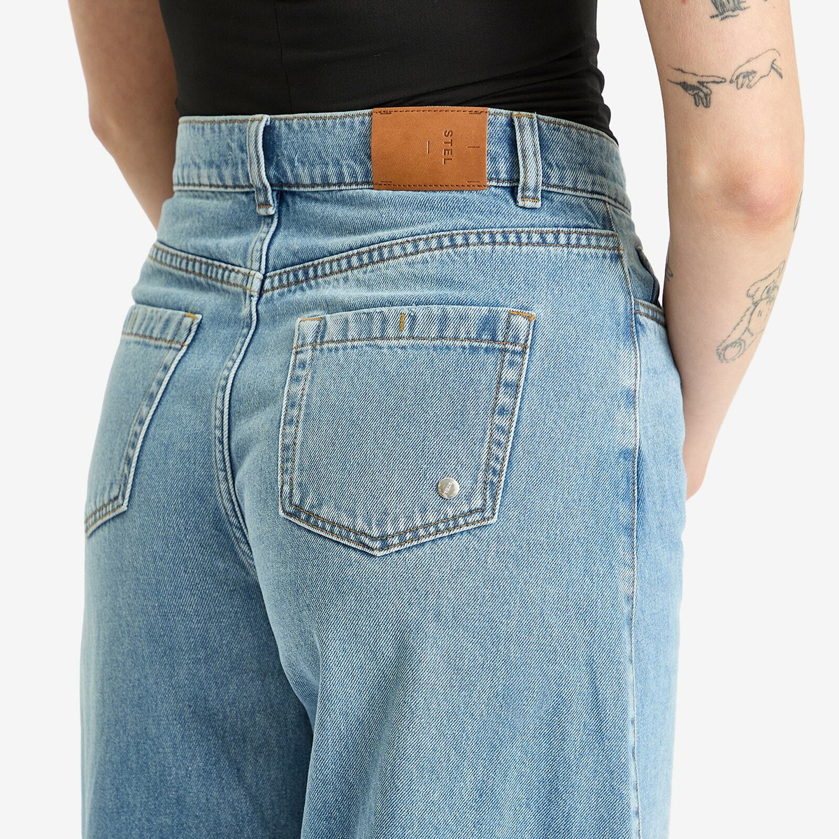 STEL Women's Wide Barrow Leg Denim Jeans in Light Blue Wash Stella ...