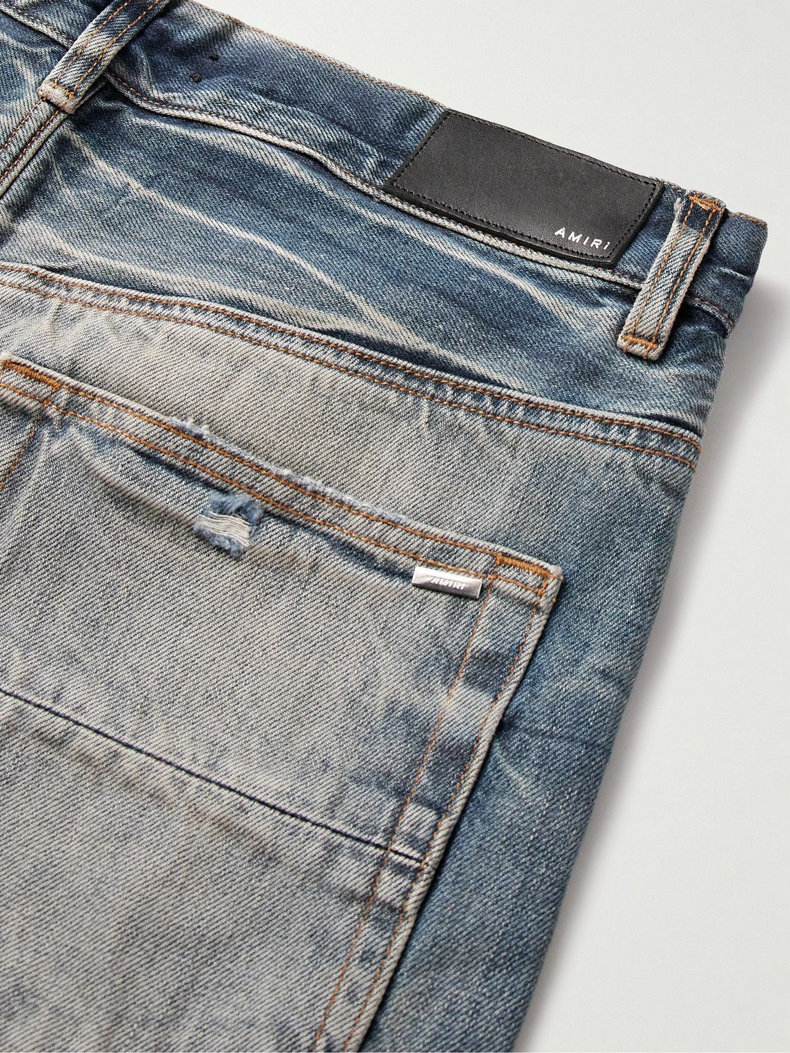 AMIRI - Straight-Leg Logo-Appliquéd Embroidered Distressed Jeans - Blue ...