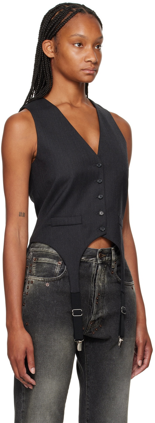 Moschino Gray Garter Vest Moschino