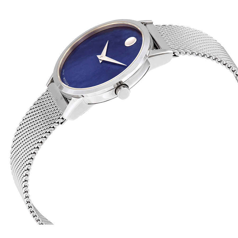 Movado Museum Classic Blue Mother of Pearl Dial Ladies Watch 0607425 Movado