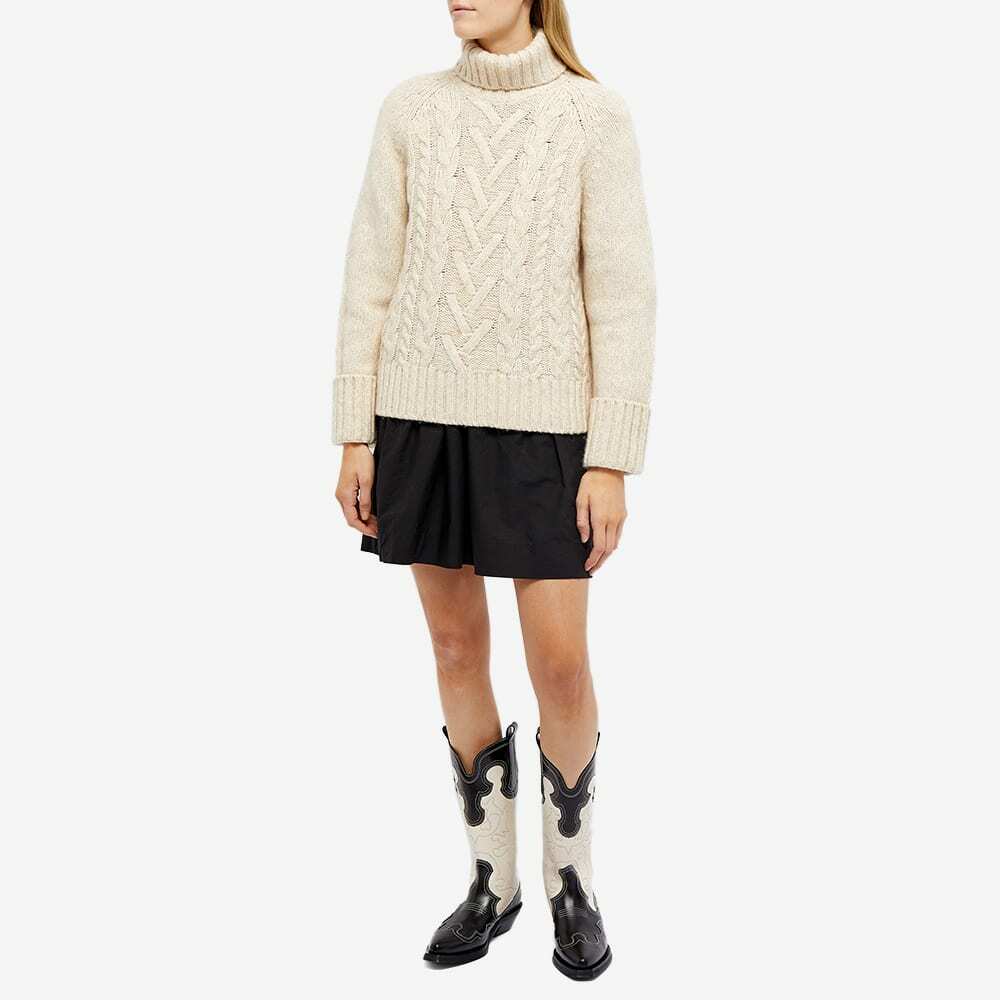 GANNI Women's Chunky Cable Oversized Highneck Pullover Jumper in Egret ...