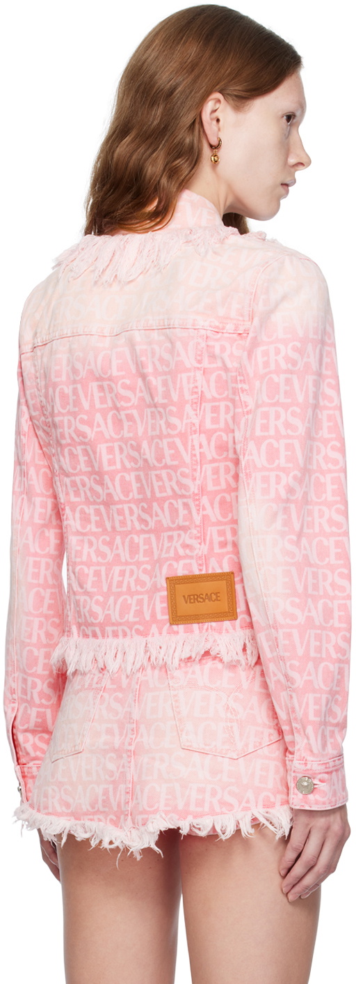 Versace Pink Allover Denim Jacket Versace