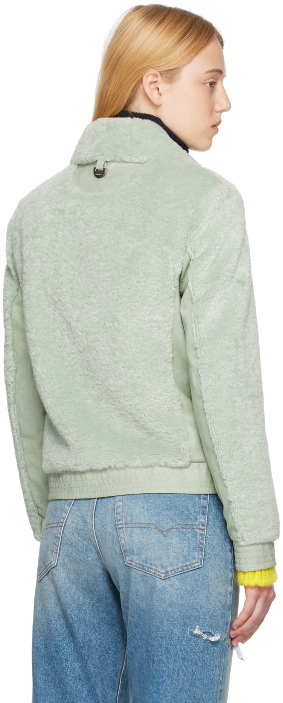 TheOpen Product Green Paneled Faux-Shearling Jacket TheOpen Product