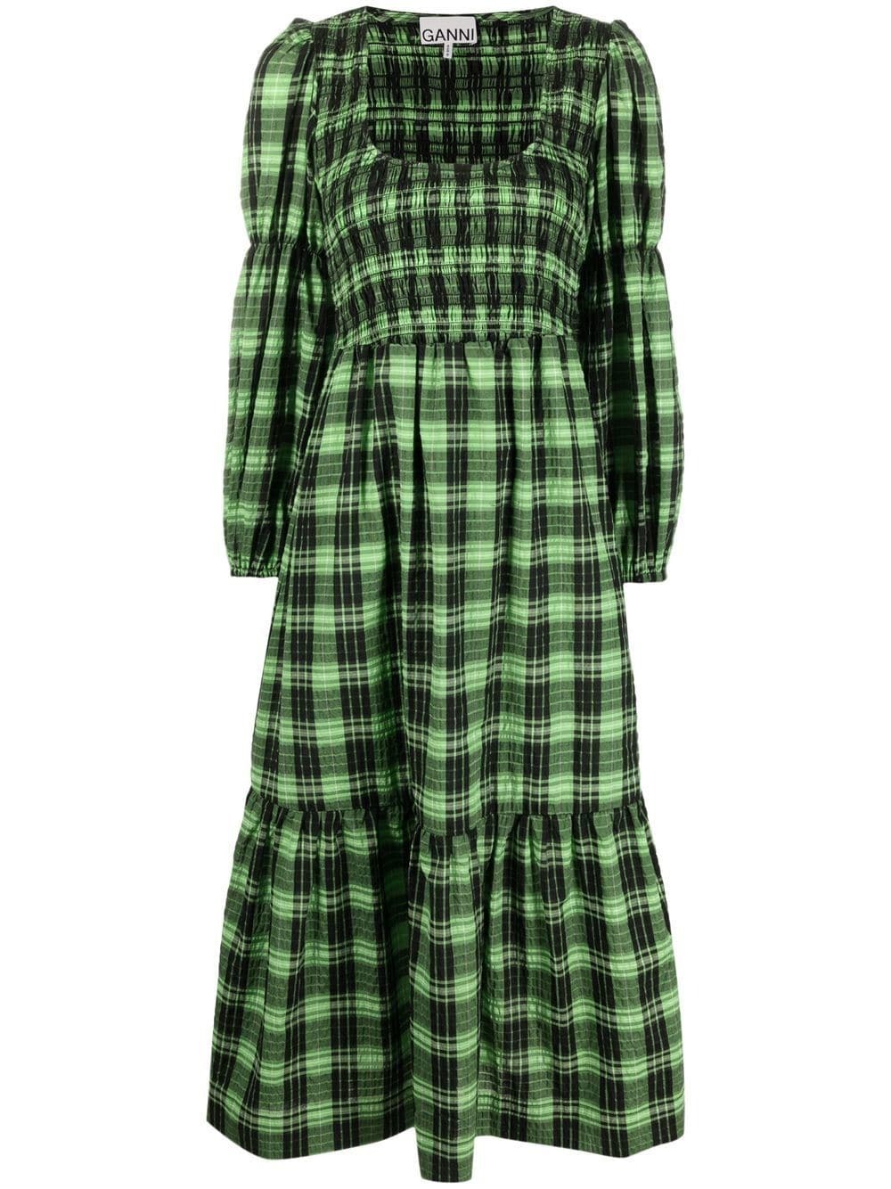 GANNI - Seersucker Check Organic Cotton Dress GANNI