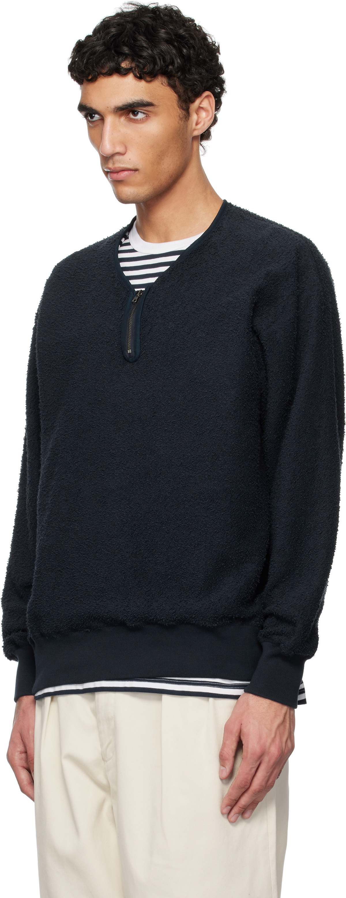 nanamica Navy Half Zip Reversible Sweatshirt Nanamica