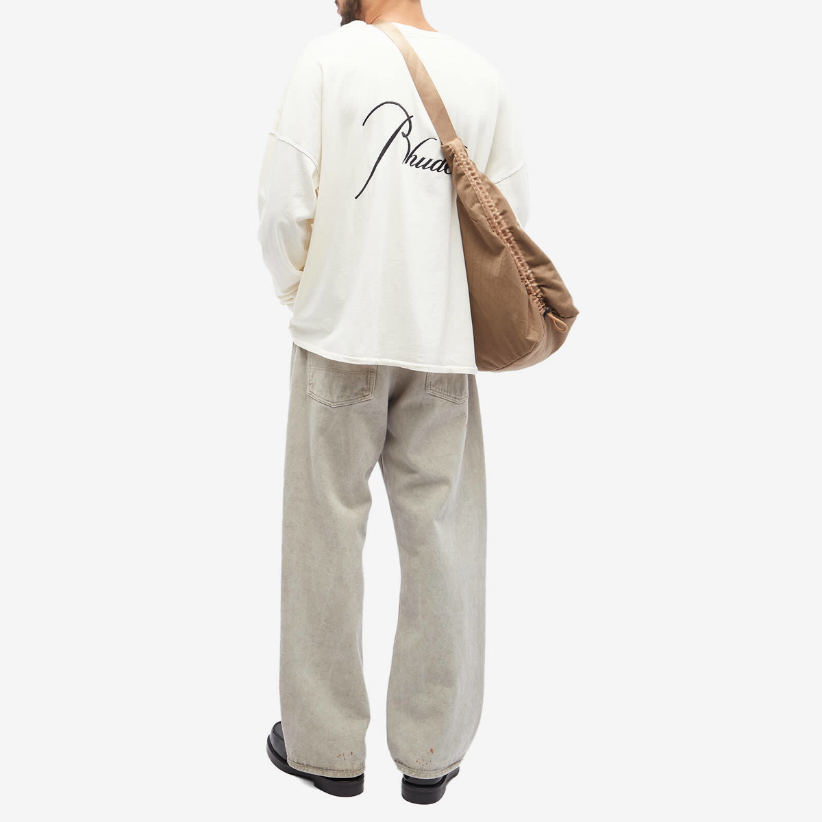 Rhude Men's Long Sleeve Reverse T-Shirt in Vintage/White Rhude