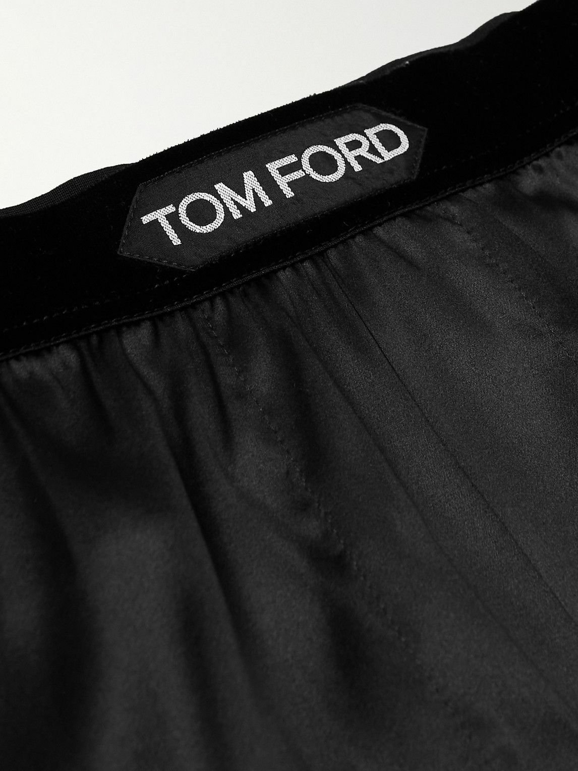 TOM FORD - Velvet-Trimmed Silk-Satin Boxer Shorts - Black TOM FORD