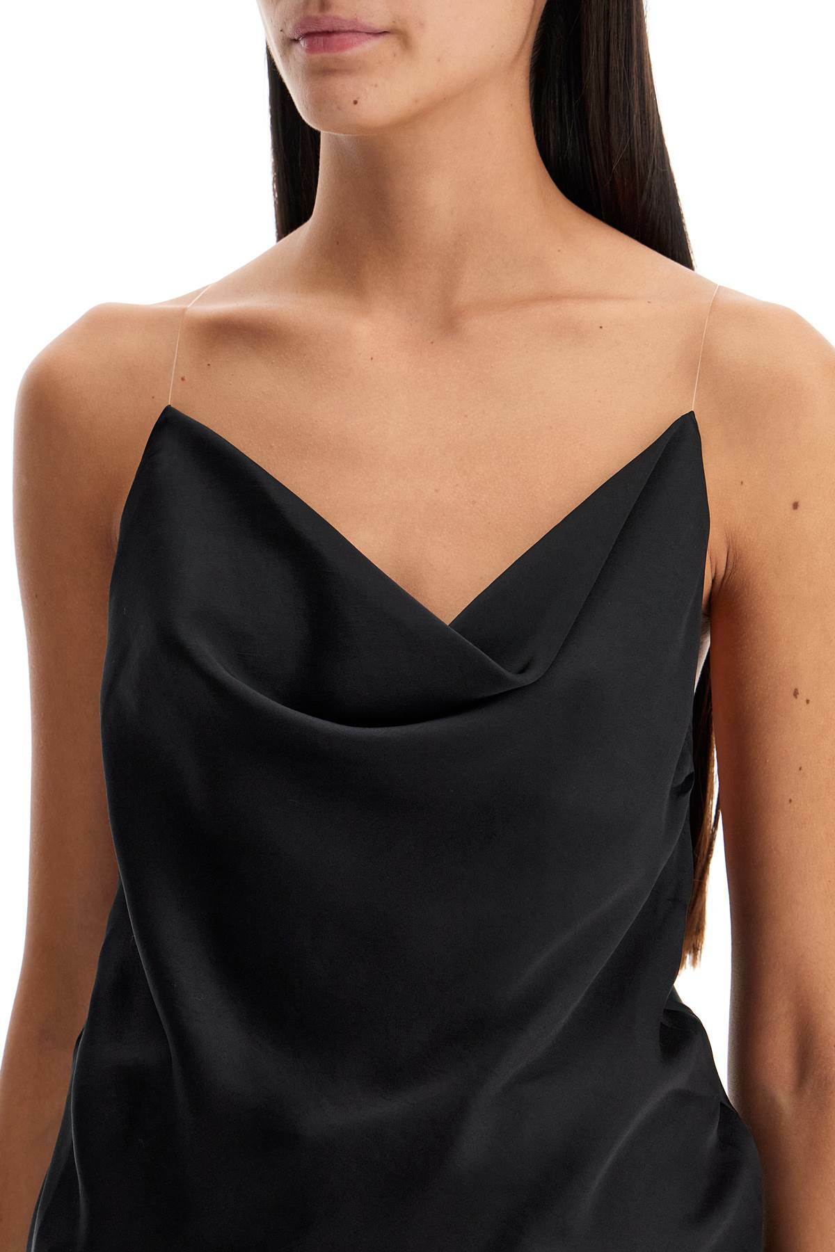 Y PROJECT satin top with draped neckline and low Black Y/Project