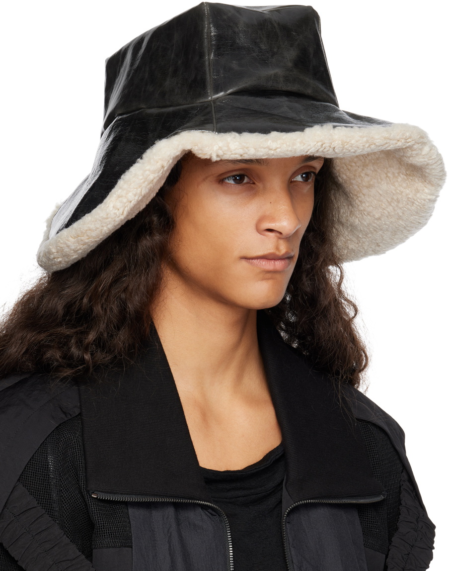 CARNET-ARCHIVE Black Mass Faux-Leather Bucket Hat CARNET-ARCHIVE
