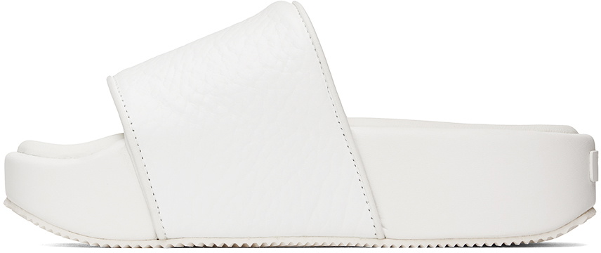 Y-3 White Leather Platform Slides Y-3
