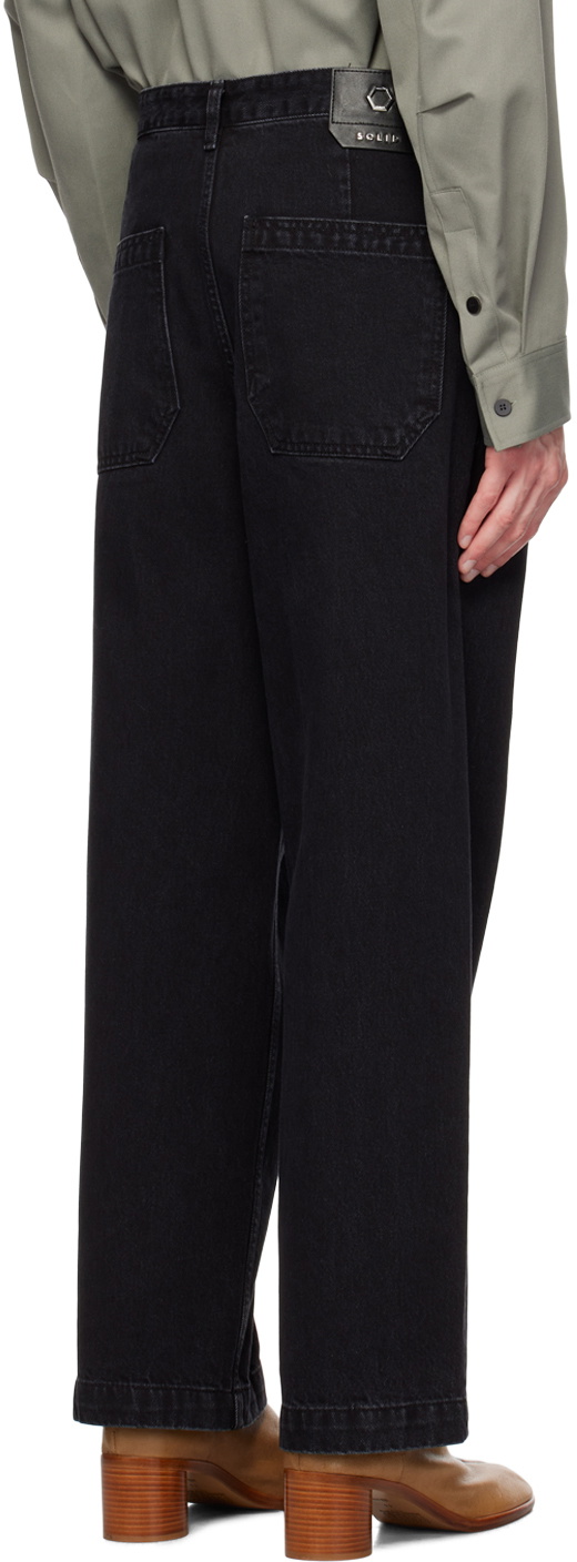 Solid Homme Black One-Tuck Loose Jeans Solid Homme