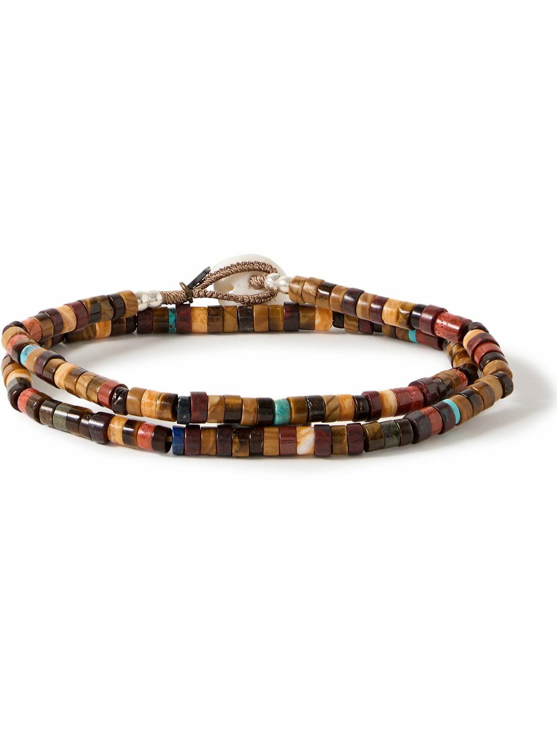 Mikia - Silver Multi-Stone Beaded Wrap Bracelet Mikia