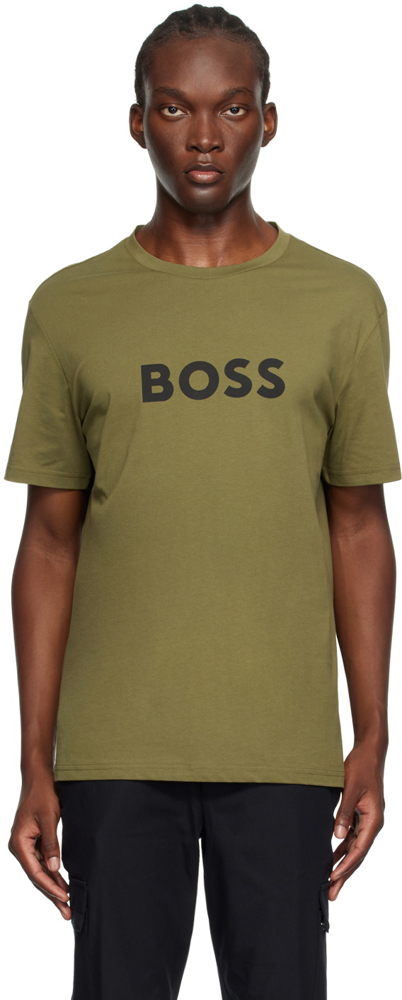 BOSS Green Printed Large Logo T-Shirt BOSS