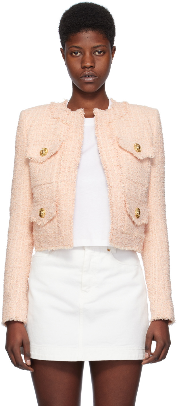 Balmain Pink Collarless Jacket Balmain