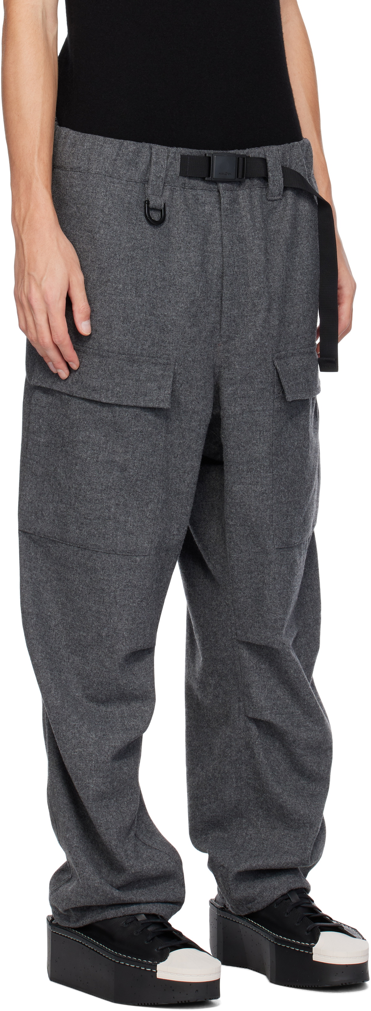 Y-3 Gray Flannel Cargo Pants Y-3