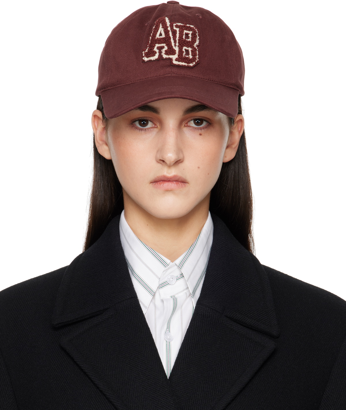ANINE BING Burgundy Letterman Jeremy Baseball Cap ANINE BING