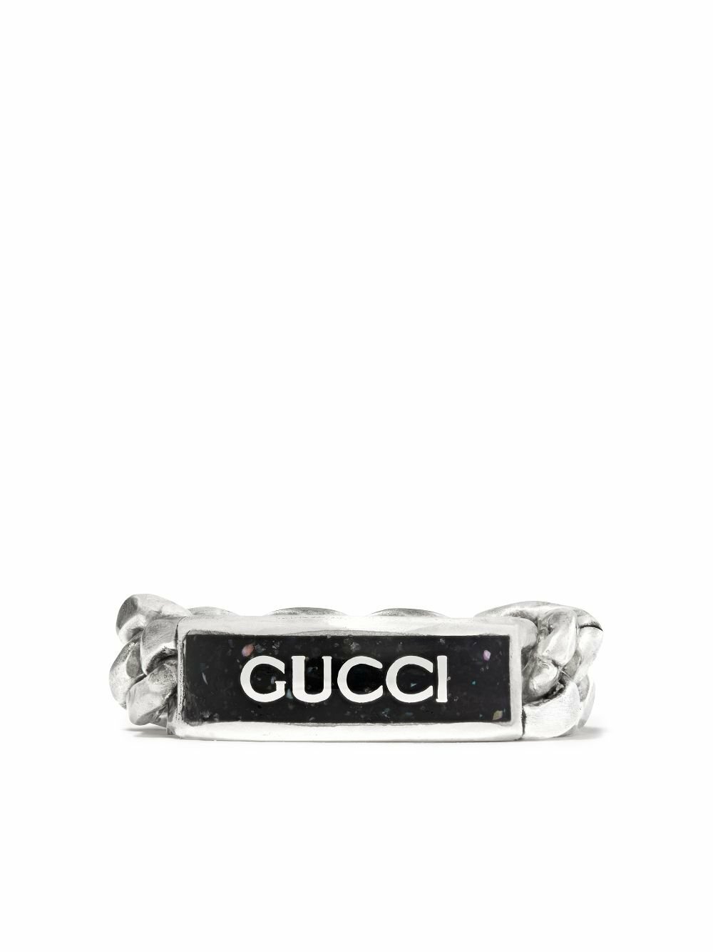 Gucci Sterling Silver Chain Logo Ring Gucci