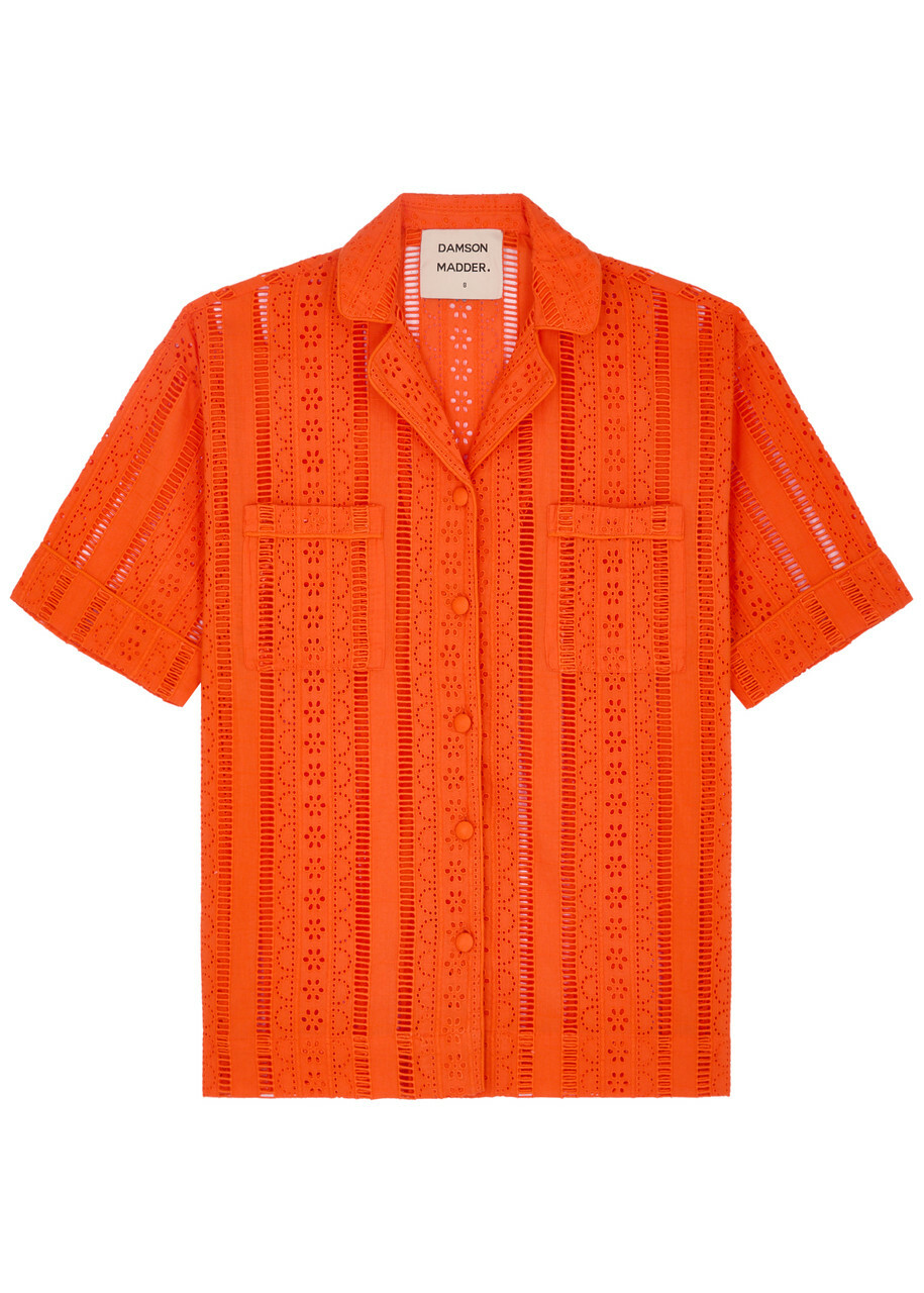 Damson Madder Chlo Broderie Anglaise Cotton Shirt Orange Damson Madder