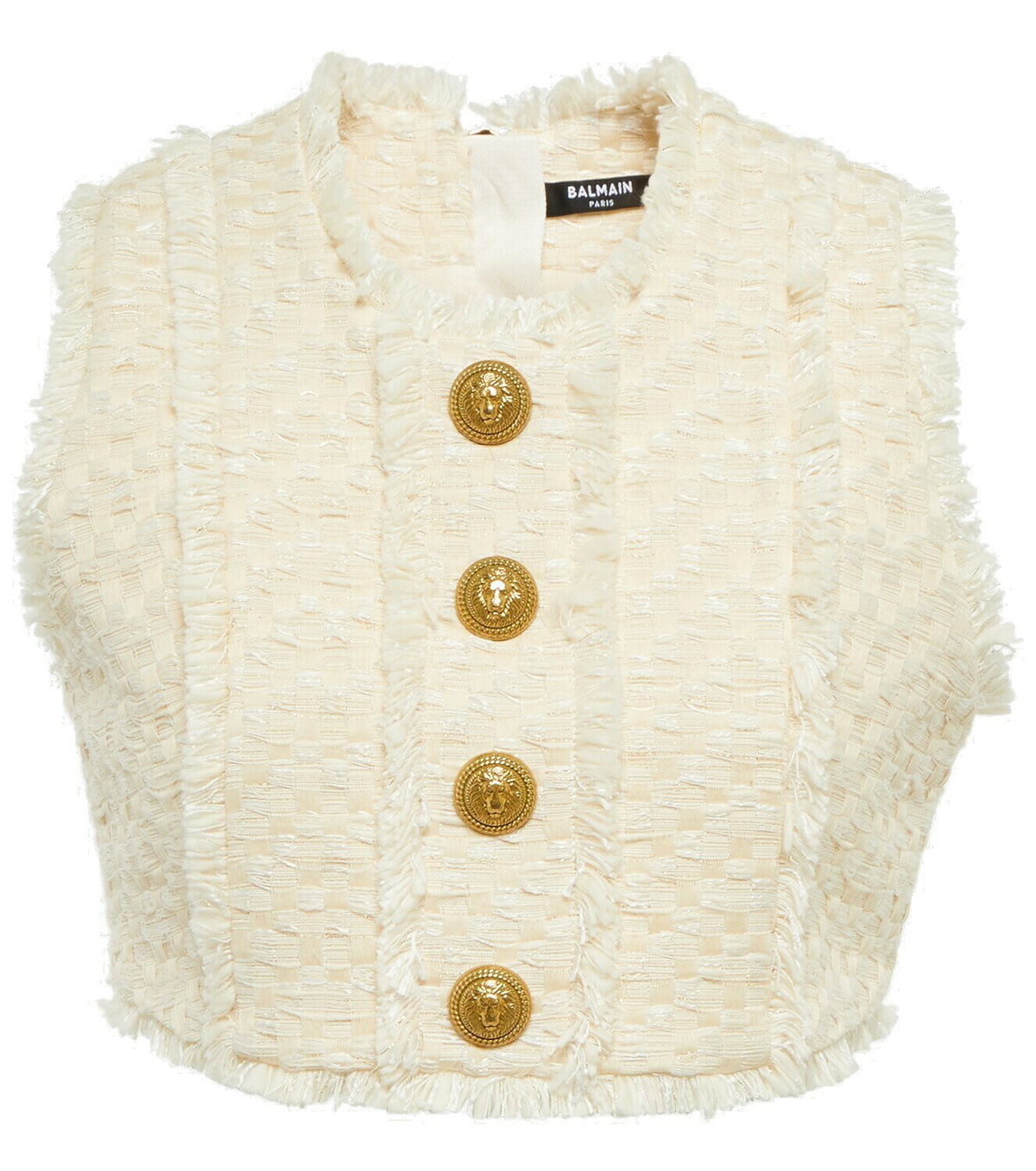 Balmain - Cotton-blend tweed crop top Balmain