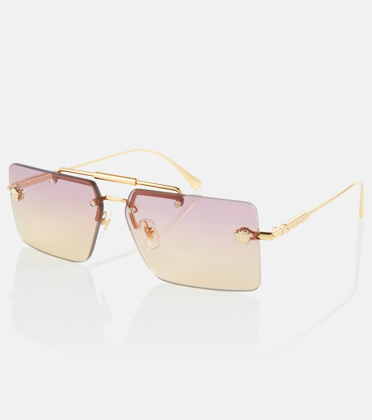 Versace - Embellished rectangular sunglasses Versace