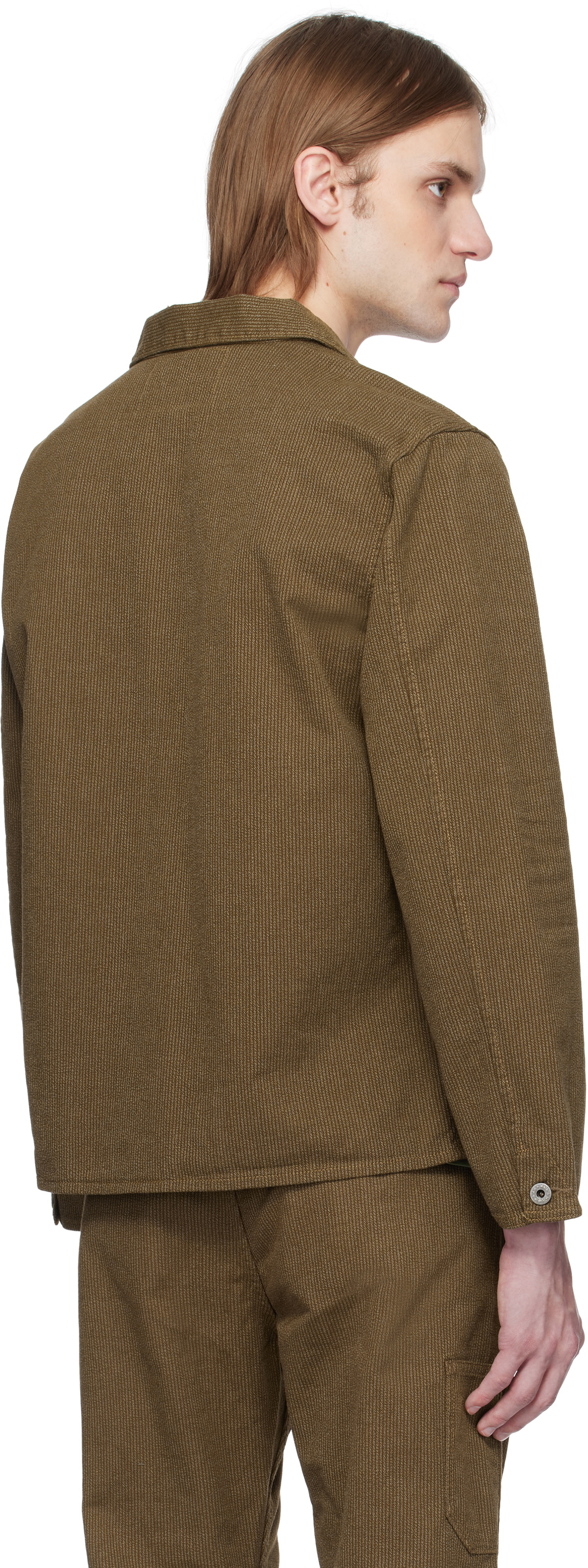 RRL Brown Striped Twill Utility Jacket RRL