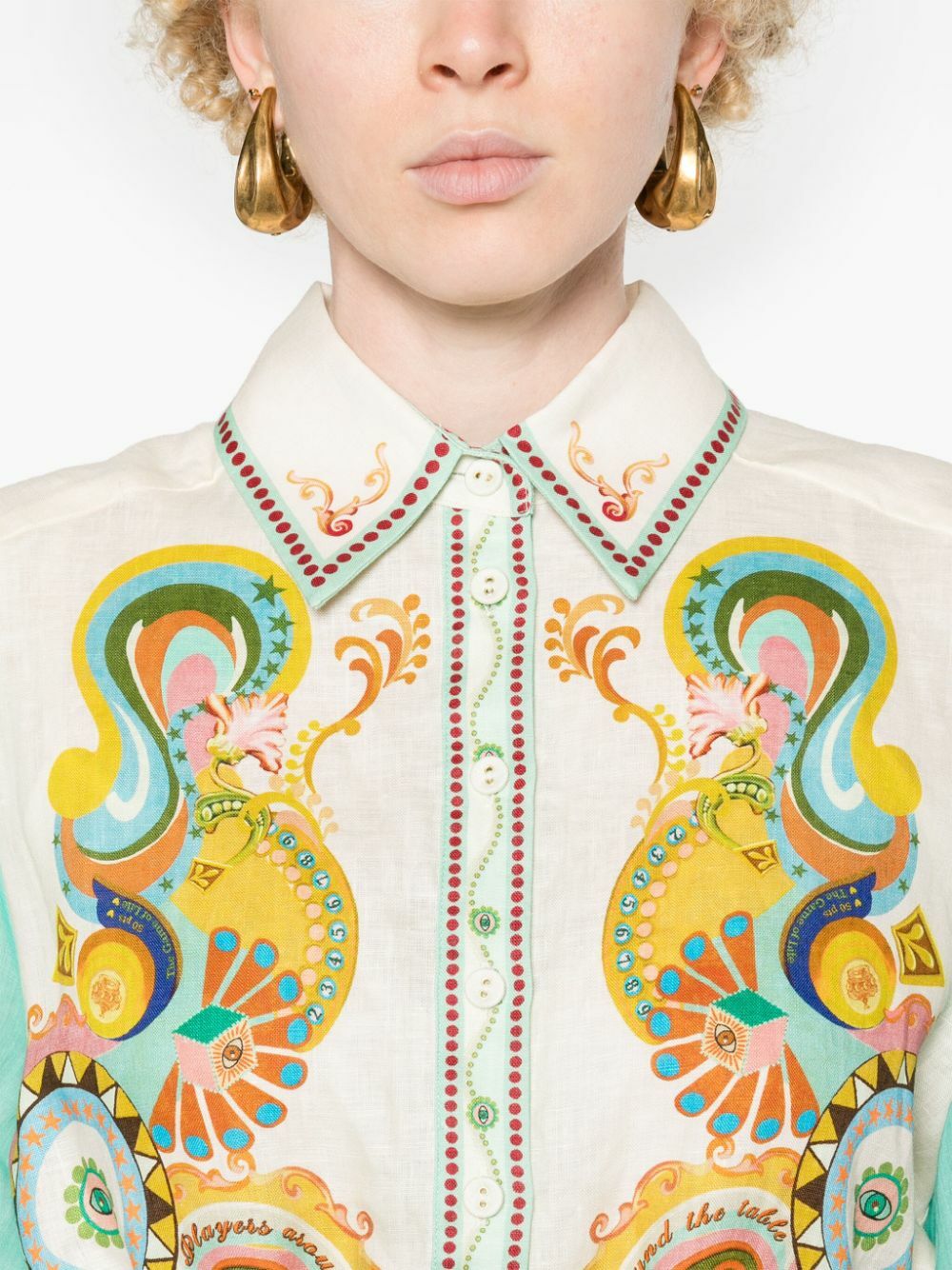 ALEMAIS Blue Pinball Ramie Shirt Dress ALÉMAIS