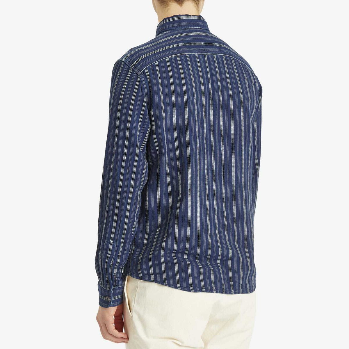 RRL Men's Indigo Stripe Shirt in Rl-744 Indigo Stripe/Check RRL