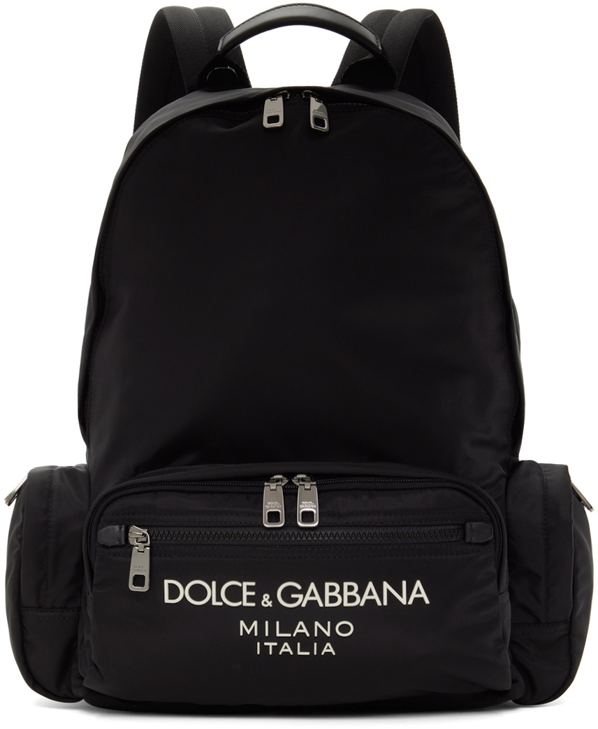 Dolce&Gabbana Black Nylon Rubberized Logo Backpack Dolce & Gabbana