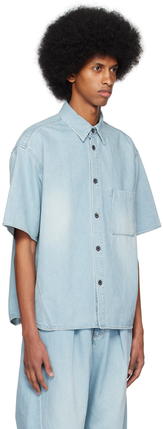 rito structure Blue Spread Collar Shirt rito structure