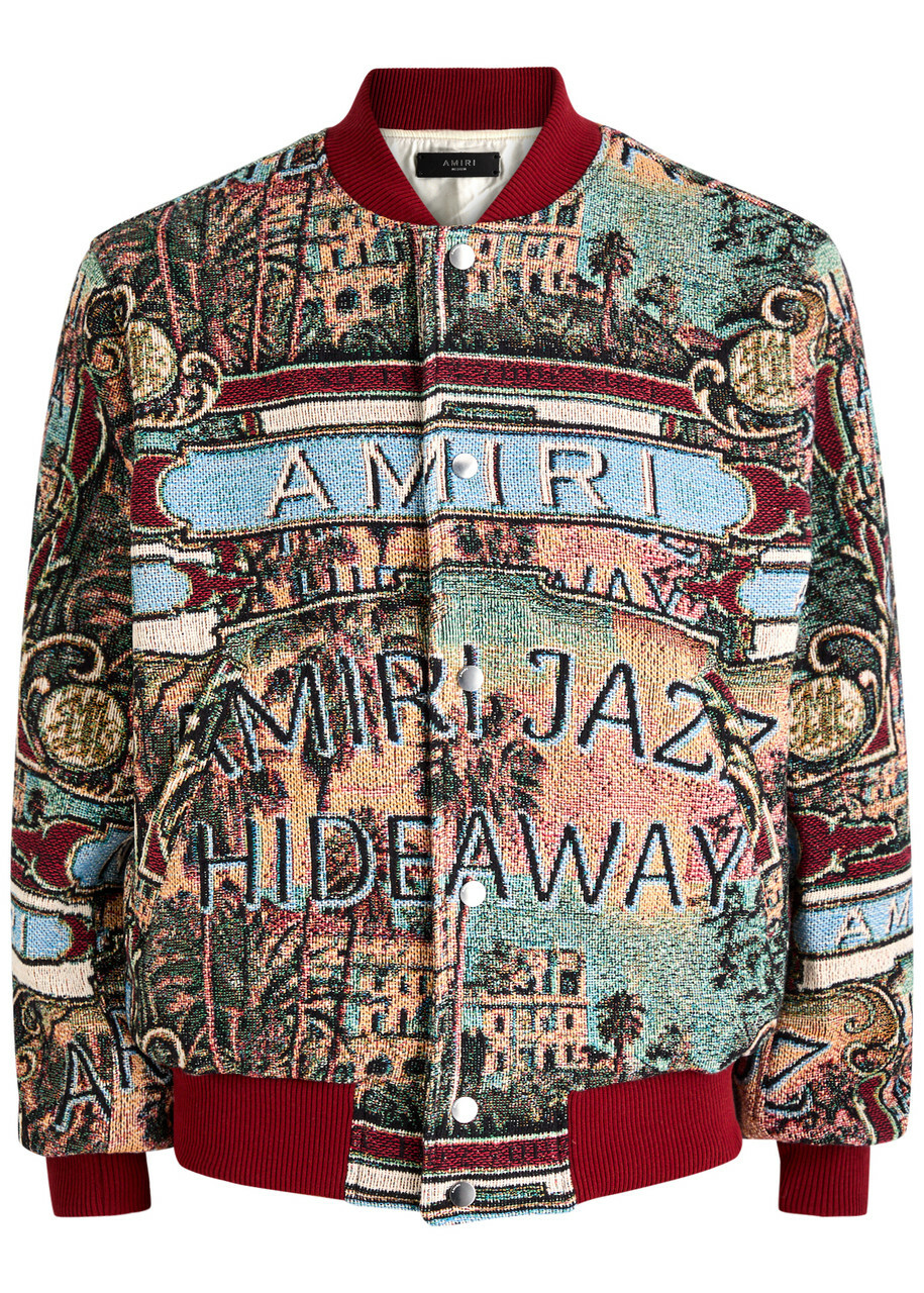 Amiri Jazz Hideaway Jacquard Cotton Bomber Jacket Multicoloured 1 Amiri