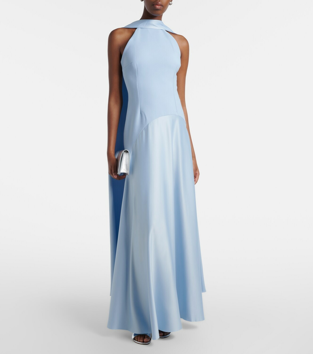 Solace London Cece halterneck crêpe and satin gown Solace London