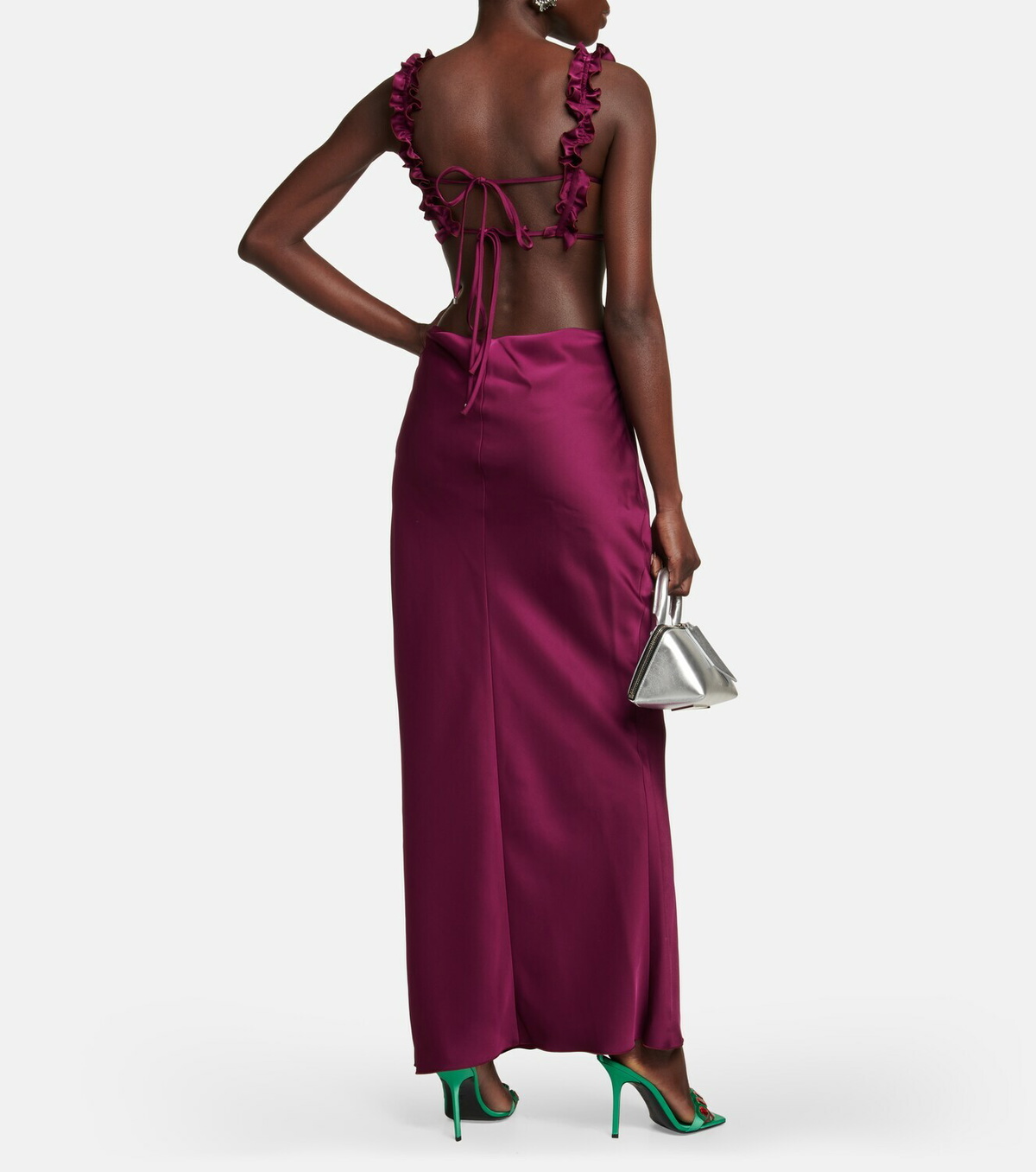 The Attico - Amber cutout satin midi dress The Attico