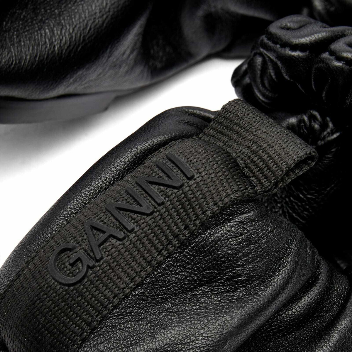 GANNI Women's Square Toe Scrunchie Ballerina in Black GANNI